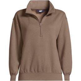 LANDS' END Serious Sweats Pullover mit Rei&szlig;verschluss f&uuml;r Damen in Plus-Gr&ouml;&szlig;e, Damen, size: plus, Braun, Baumwoll-Mischung/Polyester-Mischung, by Lands' End