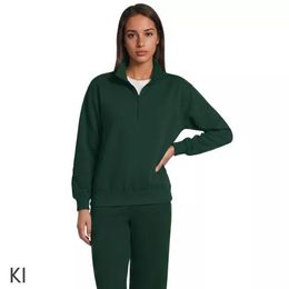LANDS' END Serious Sweats Pullover mit Rei&szlig;verschluss, Damen, size: regular, Gr&uuml;n, Baumwoll-Mischung/Polyester-Mischung, by Lands' End