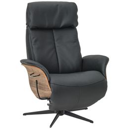 Welnova Relaxsessel, Schwarz, Holz, Echtleder, Color-Finish-Leder, Nussbaum, 78x104-113x84 cm, Fu&szlig;auswahl, Lederauswahl, Stoffauswahl, Liegefunktion, Wohnzimmer, Sessel, Relaxsessel
