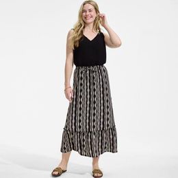 LANDS' END Wadenlanger Ready to Go Volantrock f&uuml;r Damen, Damen, size: regular, Schwarz, Nylon/Viskose, by Lands' End