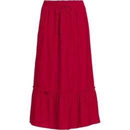LANDS' END Wadenlanger Ready to Go Volantrock f&uuml;r Damen, Damen, size: regular, Rot, Nylon/Viskose, by Lands' End