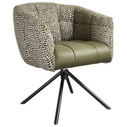 Novel Armlehnstuhl, Gr&uuml;n, Schwarz, Metall, Textil, Drehkreuz, 67x80x65 cm, Sitzfl&auml;che 360&deg; drehbar, Esszimmer, St&uuml;hle, Esszimmerst&uuml;hle, Armlehnenst&uuml;hle