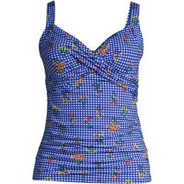 LANDS' END Tankinitop CHLORRESISTENT mit V-Ausschnitt Gemustert f&uuml;r Damen, Damen, size: regular, Blau, Nylon-Mischung, by Lands' End