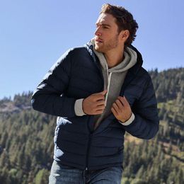 LANDS' END Ultraleichte verstaubare Daunen-Kapuzenjacke WANDERWEIGHT f&uuml;r Herren, Herren, size: regular, Blau, Polyester/Nylon, by Lands' End
