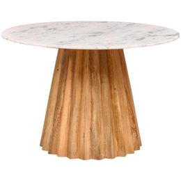 Livetastic Esstisch, Natur, Holz, Stein, Mangoholz, vollmassiv, Holz, rund, rund, 76x115x115 cm, schnell aufzubauende und stabile Arbeitsfl&auml;che, Esszimmer, Tische, Esstische, Esstische rund