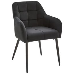 Livetastic Armlehnstuhl Federkern, Schwarz, Dunkelgrau, Metall, Textil, F&uuml;llung: Schaumstoff, Rundrohr, 60x82x60 cm, Esszimmer, St&uuml;hle, Esszimmerst&uuml;hle, Armlehnenst&uuml;hle