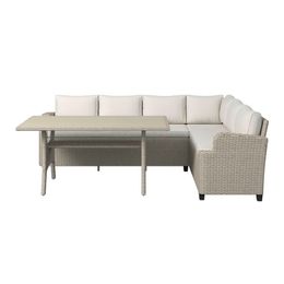 Ambia Garden Dining-Loungeset, Beige, Metall, 233x176 cm, gastro- und objekttauglich, regenabweisend, wetterfest, geeignet f&uuml;r Balkon, Loungem&ouml;bel, Gartenlounge-Sets