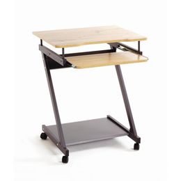 Computertisch Roller, Anthrazit, Schwarz, Eiche, Metall, Holzwerkstoff, rechteckig, 49x76x60 cm, ausziehbar, justierbare F&uuml;&szlig;e, Arbeitszimmer, Schreibtische, Computertische