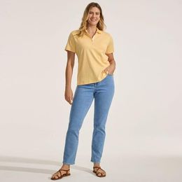 LANDS' END Straight Fit Recover Jeans Mid Waist in Petite-Gr&ouml;&szlig;e, Damen, size: petite, Blau, by Lands' End