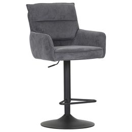 Novel Barhocker Ashlee, Anthrazit, Textil, Drehteller, 54x98-120x58 cm, Stoffauswahl, Sitzfl&auml;che 360&deg; drehbar, Esszimmer, Barm&ouml;bel, Barhocker