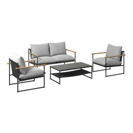 Ambia Garden Gartenset, Grau, Schwarz, Textil, 4-teilig, F&uuml;llung: Schaumstoff, Polyester,Polyester, Gartenm&ouml;bel, Gartenm&ouml;bel-Sets