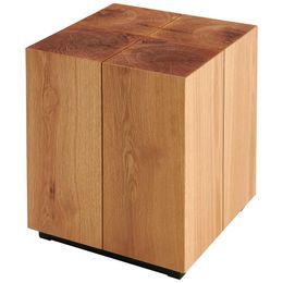 Livetastic Beistelltisch, Natur, Schwarz, Holz, Holzwerkstoff, Eiche, furniert, massiv, quadratisch, 40x45x40 cm, Wohnzimmer, Wohnzimmertische, Beistelltische