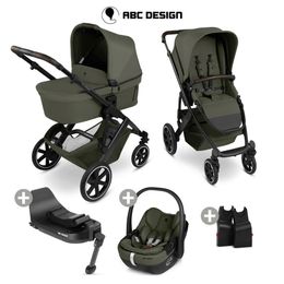 Abc Design Kinderwagenset Salsa Core All in One, Dunkelgr&uuml;n, Textil, 6-teilig, 63x123x97 cm, EN 1888, UV 50+, ECE R 129 i-Size, Feststellbremse, Federung, 5-Punkte-Gurt, f&uuml;r Babyschale geeignet, Griff in Lederoptik, Transportsicherung, Sitz umsetzbar,ergonomischer Trageb&uuml;gel, Sonnendach, integriertes Gurtsystem, optimaler Aufprallschutz, schadstoffgepr&uuml;ft, Seitenaufprallschutz, Isofix-Befestigung,