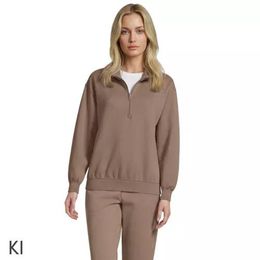 LANDS' END Serious Sweats Pullover mit Rei&szlig;verschluss, Damen, size: regular, Braun, Baumwoll-Mischung/Polyester-Mischung, by Lands' End
