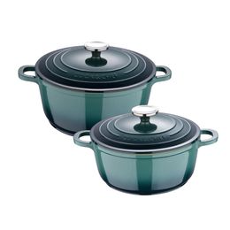 Bergner Kochtopfset Excalibur, Gr&uuml;n, Metall, 2-teilig, rund, Lfgb, schadstofffrei gem&auml;&szlig; EU-Standards, Kochen, T&ouml;pfe, Topfsets