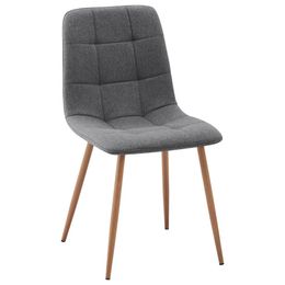 Stylife Stuhl, Natur, Dunkelgrau, Metall, Textil, konisch, 45x87x55 cm, Esszimmer, St&uuml;hle, Esszimmerst&uuml;hle, Vierfu&szlig;st&uuml;hle