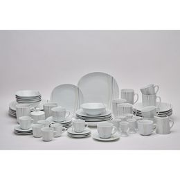 Novel Kombiservice Concerto, Grau, Wei&szlig;, Sand, Beige, Keramik, 62-teilig, Streifen, 200 ml,200 ml,220 ml,270 ml,100 ml,370 ml,360 ml, Lfgb, lebensmittelecht, Essen & Trinken, Geschirr, Geschirr-Sets, Kombiservice