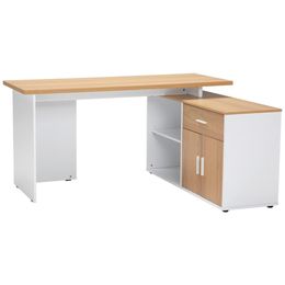 Xora Eckschreibtisch, Wei&szlig;, Eiche Bianco, Metall, Kunststoff, Holzwerkstoff, 1 Schublade(n) Schubladen, rechteckig, Wange, rund, 119x75x150 cm, Stauraum, seitenverkehrt montierbar, Arbeitszimmer, Schreibtische, Eckschreibtische