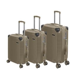 Novel Reisekofferset, Champagner, Metall, Kunststoff, Textil, 3-teilig, h&ouml;henverstellbarer Teleskopgriff, 360&deg;-Rollensystem, TSA-Schloss, Tragehenkel, Netzfach, Freizeit, Koffer & Taschen, Kofferset