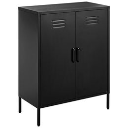 Mid.you Schuhschrank, Schwarz, Metall, 2 F&auml;cher, 80x101.5x40 cm, Garderobe, Schuhaufbewahrung, Schuhschr&auml;nke