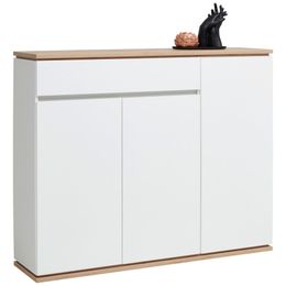 Xora Schuhschrank, Wei&szlig;, Eiche Artisan, Kunststoff, 7 F&auml;cher, 1 Schublade(n) Schubladen, 135x112x38 cm, Typenauswahl, Beim&ouml;bel erh&auml;ltlich, Garderobe, Schuhaufbewahrung, Schuhschr&auml;nke