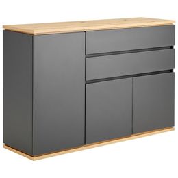 Xora Sideboard, Graphit, Eiche Artisan, Kunststoff, 3 F&auml;cher, 2 Schublade(n) Schubladen, 139x93x42 cm, Typenauswahl, Beim&ouml;bel erh&auml;ltlich, stehend, Wohnzimmer, Kommoden & Sideboards, Sideboards