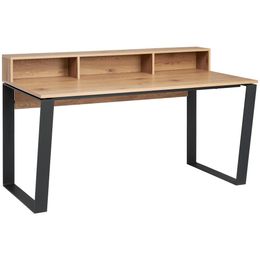 Livetastic Schreibtisch, Schwarz, Eiche, Metall, Holzwerkstoff, rechteckig, U-Form, 80x80x150 cm, Bsci, Arbeitszimmer, Schreibtische, B&uuml;rotische