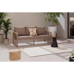 Ambia Garden Loungesofa, Beige, Holz, Metall, Akazie, massiv, 5-Sitzer, F&uuml;llung: Polyester, L-Form, 190x73x76 cm, Loungem&ouml;bel, Outdoorsofas