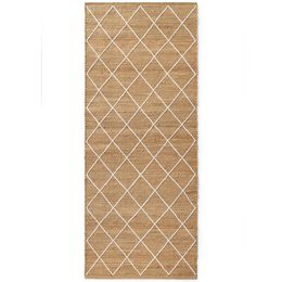 Hanse Home L&auml;ufer Kunu, Sand, Wei&szlig;, Textil, Raute, rechteckig, 80x200 cm, f&uuml;r Fu&szlig;bodenheizung geeignet, in verschiedenen Gr&ouml;&szlig;en erh&auml;ltlich, pflegeleicht, strapazierf&auml;hig, leicht zusammenrollbar, Teppiche & B&ouml;den, Teppiche, Teppichl&auml;ufer
