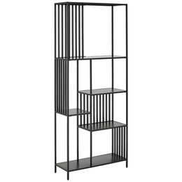 Livetastic Regal, Schwarz, Metall, Metalloptik, 6 F&auml;cher, 80x190x30 cm, Wohnzimmer, Regale, B&uuml;cherregale