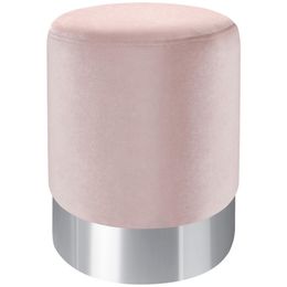 Xora Hocker, Rosa, Chrom, Metall, Textil, rund, 35x42x35 cm, Stoffauswahl, Wohnzimmer, Hocker, Sitzhocker