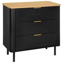 Xora Kommode, Schwarz, Eiche, Metall, Holzwerkstoff, 3 Schublade(n) Schubladen, 73x75x40 cm, Beim&ouml;bel erh&auml;ltlich, stehend, Wohnzimmer, Kommoden & Sideboards, Kommoden