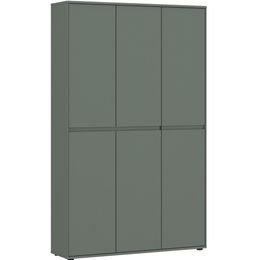 Livetastic Garderobenschrank, Salbeigr&uuml;n, Holzwerkstoff, teilmassiv, 12 F&auml;cher, 111.5x185.9x35.3 cm, griffloses &Ouml;ffnen, Garderobe, Garderobenschr&auml;nke, Garderobenschr&auml;nke