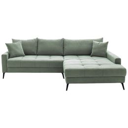 Hom&acute;in Hom`in Ecksofa, Pastellgr&uuml;n, Metall, 5-Sitzer, F&uuml;llung: Polyetherschaumkern, Ottomane rechts, L-Form, 280x173 cm, seitenverkehrt erh&auml;ltlich, R&uuml;cken echt, Wohnzimmer, Sofas & Couches, Wohnlandschaften, Ecksofas