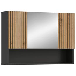 Mid.you Spiegelschrank, Eiche Artisan, Glas, Holzwerkstoff, Holzoptik, 6 F&auml;cher, 80x55x17 cm, FSC Mix, h&auml;ngend, Badezimmer, Badezimmerspiegel, Spiegelschr&auml;nke