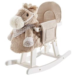 My Baby Lou Schaukelpferd Baby First, Grau, Natur, Holz, Textil, Pappel, vollmassiv, 28x57x61 cm, ISO 9001, AZO-frei, EN 71, Fu&szlig;st&uuml;tzen, Haltegriffe, Sicherheitsring, gepolsterte Sitzfl&auml;che, Spielzeug, Babyspielzeug, Schaukeltiere & H&uuml;pftiere
