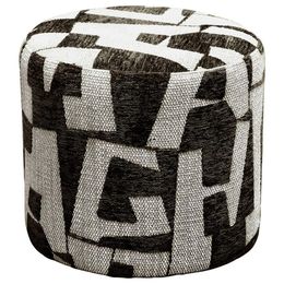 Xora Hocker, Wei&szlig;, Dunkelgrau, Textil, geometrisch, rund, 45x40x45 cm, erweiterbar (Typenauswahl), Wohnzimmer, Hocker, Sitzhocker