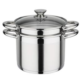 GSW Pastatopf Treviso, Edelstahl, Metall, 6 L, ISO 9001, backofengeeignet, hitzebest&auml;ndige Griffe, rostfrei, Griffe werden nicht hei&szlig;, hitzebest&auml;ndig, optimale W&auml;rmeverteilung, leichte Reinigung, verkapselter Sandwichboden, Hohlgriffe,mit Dampfablass, backofengeeignet, Kochen, T&ouml;pfe, Diverse Spezialt&ouml;pfe