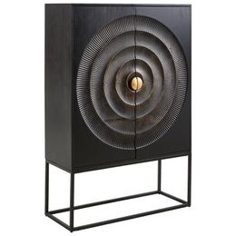 Landscape Highboard, Schwarz, Metall, Akazie, massiv, 2 F&auml;cher, 100x150x40 cm, Holzm&ouml;bel, Kleinm&ouml;bel Holz, Holzkommoden, Highboards Holz