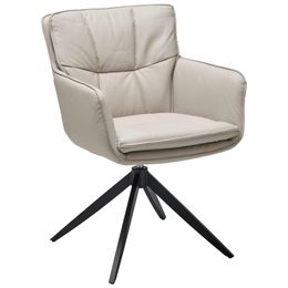 Livetastic Armlehnstuhl Echtleder, Beige, Metall, Leder, Echtleder, B&uuml;ffelleder, A-Form, 59x87x64.5 cm, Sitzfl&auml;che 360&deg; drehbar, Esszimmer, St&uuml;hle, Esszimmerst&uuml;hle, Armlehnenst&uuml;hle