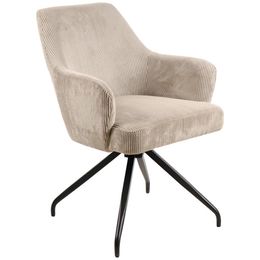 Livetastic Armlehnstuhl Cord, Beige, Schwarz, Holz, Metall, Textil, Pappel, Sperrholz, Drehkreuz, 58x84x63 cm, Sitzfl&auml;che 360&deg; drehbar, Esszimmer, St&uuml;hle, Esszimmerst&uuml;hle, Armlehnenst&uuml;hle