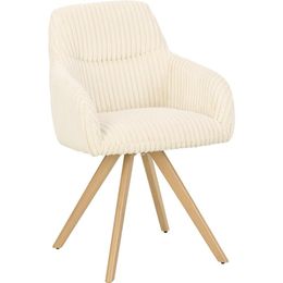 Mid.you Armlehnstuhl, Beige, Holz, Metall, Textil, Pappel, Sperrholz, Flachrohr, 56x88x60 cm, Bsci, Sitzfl&auml;che 180&deg; drehbar, Esszimmer, St&uuml;hle, Esszimmerst&uuml;hle, Armlehnenst&uuml;hle