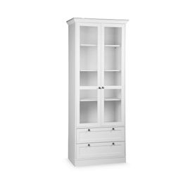 CARRYHOME Vitrine, Wei&szlig;, Holzwerkstoff, 3 F&auml;cher, 2 Schublade(n) Schubladen, 80x200x45 cm, Beim&ouml;bel erh&auml;ltlich, Wohnzimmer, Wohnw&auml;nde, Vitrinenschr&auml;nke