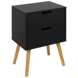 Xora Nachtschrank, Anthrazit, Natur, Holz, Holzwerkstoff, Kiefer, massiv, 2 Schublade(n) Schubladen, 40x60x30 cm, Schlafzimmer, Nachttische