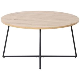 Boxxx Couchtisch, Schwarz, Eiche Artisan, Metall, Holzwerkstoff, rund, eckig, Flachrohr, 80x42x80 cm, Bsci, einfacher Aufbau, Wohnzimmer, Wohnzimmertische, Couchtische, Couchtische Metall