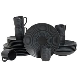 Creatable Kombiservice Lava Stone, Schwarz, Keramik, 24-teilig, 300 ml, Essen & Trinken, Geschirr, Geschirr-Sets, Kombiservice
