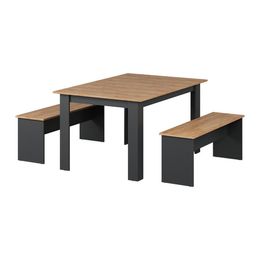 VICCO Esstisch, Anthrazit, Eiche, Holzwerkstoff, 4-Sitzer, Rechteckig, 137.6x73x92.8 cm, Esszimmer, B&auml;nke, Tischgruppen & Eckbankgruppen