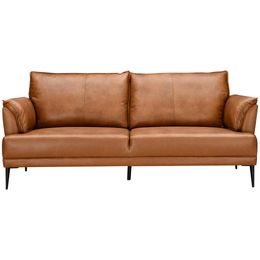 Mid.you 2-Sitzer-Sofa Mavis, Cognac, Metall, Echtleder, Rindleder, 195x87x90 cm, Wohnzimmer, Sofas & Couches, Sofas, Ledersofas