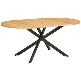Mid.you Esstisch, Schwarz, Eiche, Metall, Holzwerkstoff, oval, Flachrohr, 100x75x180 cm, Esszimmer, Tische, Esstische, Esstische oval