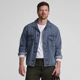 LANDS' END Jeans-Hemdjacke f&uuml;r Herren, Herren, size: regular, Blau, Baumwolle, by Lands' End